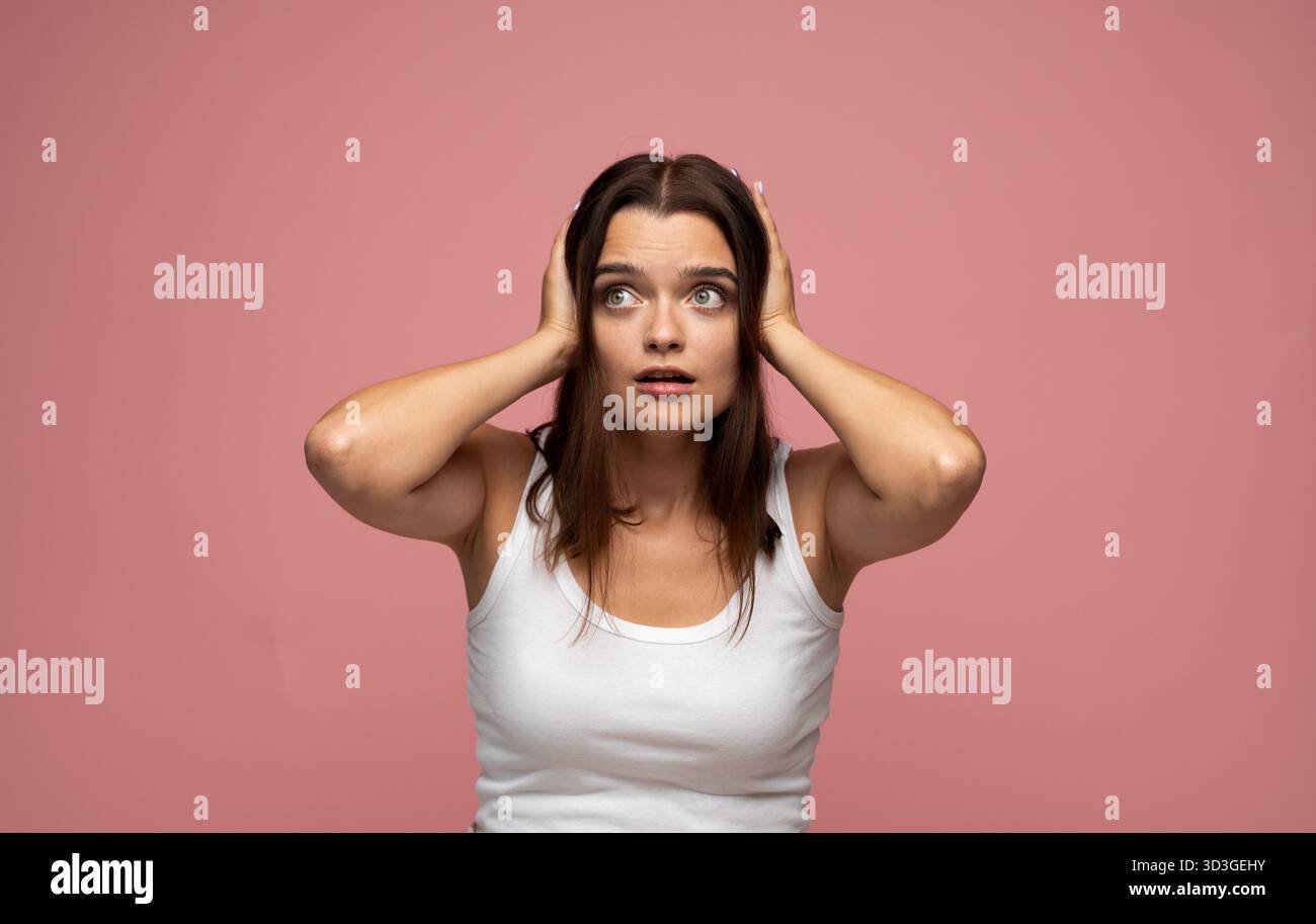 Female model reacting astonishment hi-res stock photography and images ...