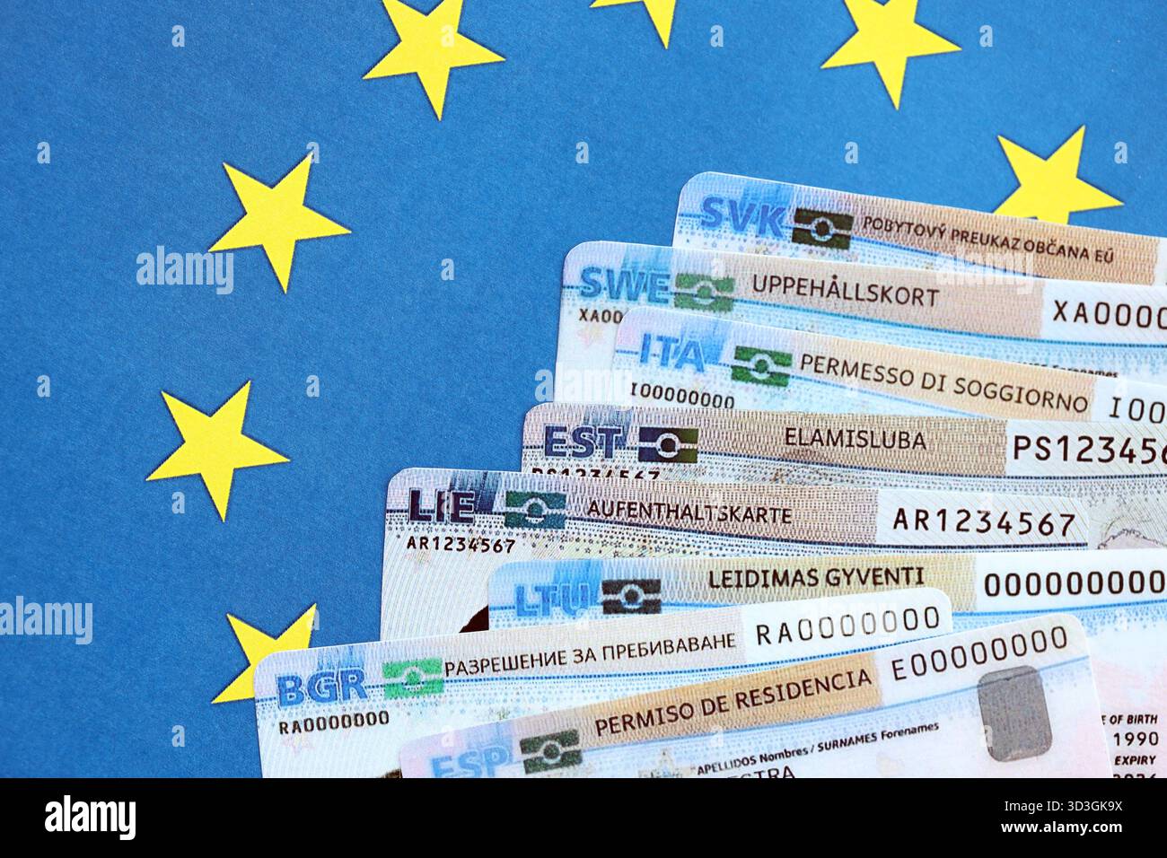 Permanent resident or residence permit cards lies on European Union ...