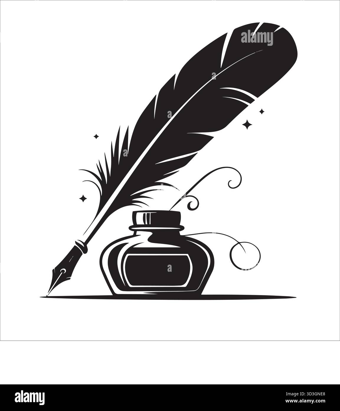 Feather pen antique letters Stock Vector Images - Alamy