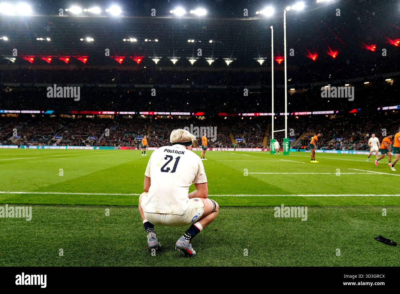 England's Henry Pollock after receiving a yellow card during the ...