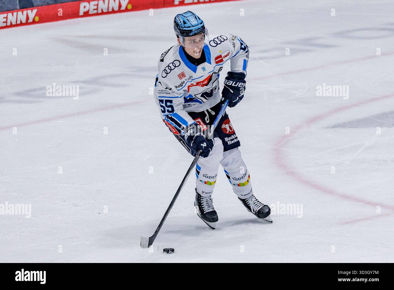 Edwin Tropmann (ERC Ingolstadt #55) on the puck,. Cutout, portrait ...
