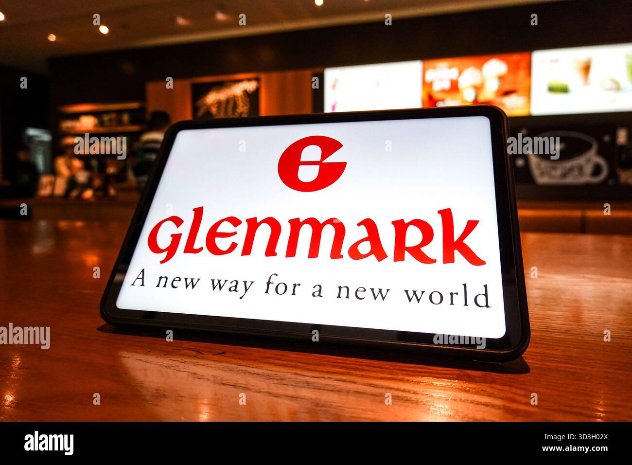 In this photo illustration, the Glenmark logo is displayed on the ...