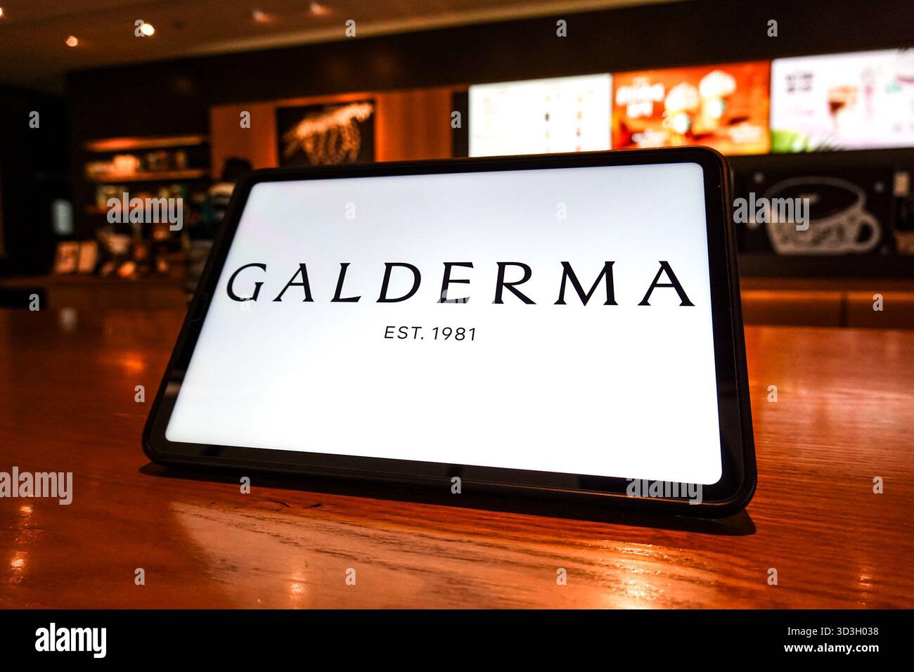 In this photo illustration, the Galderma logo is displayed on the ...