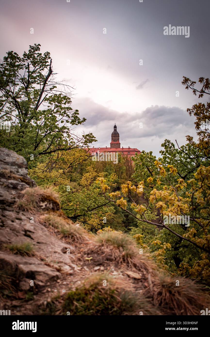 A viewpoint overlooking Ksiaz Castle, one of the most beautiful castles ...