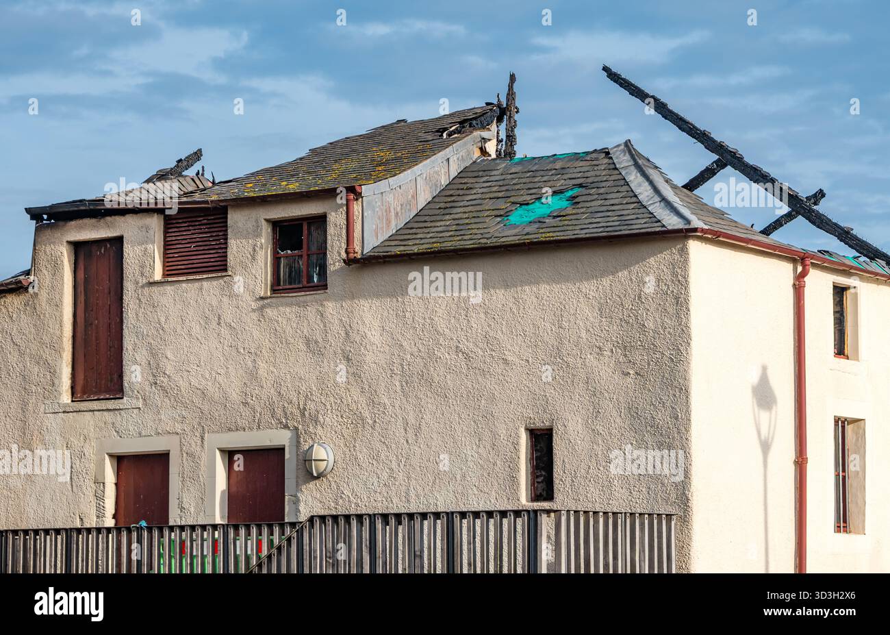 Dunbar Harbour, ast Lothian, Scotland, UK, 6th November 2025. Burned ...