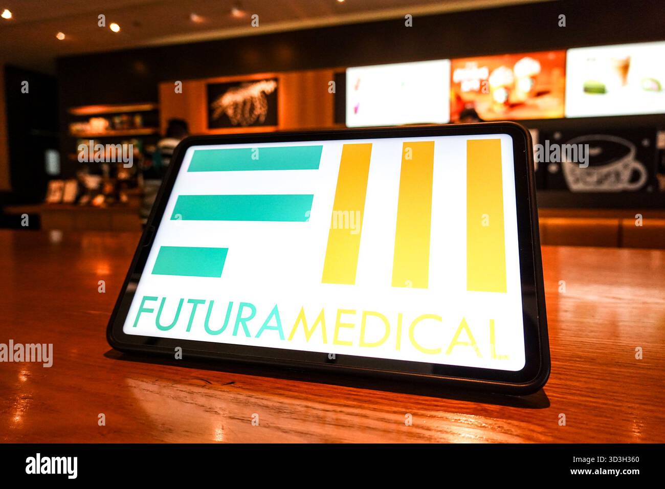 In this photo illustration, the Futura Medical logo is displayed on the ...