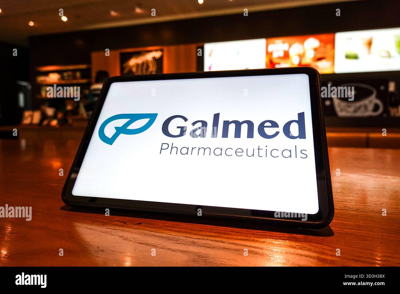 In this photo illustration, the Galmed Pharmaceuticals logo is ...