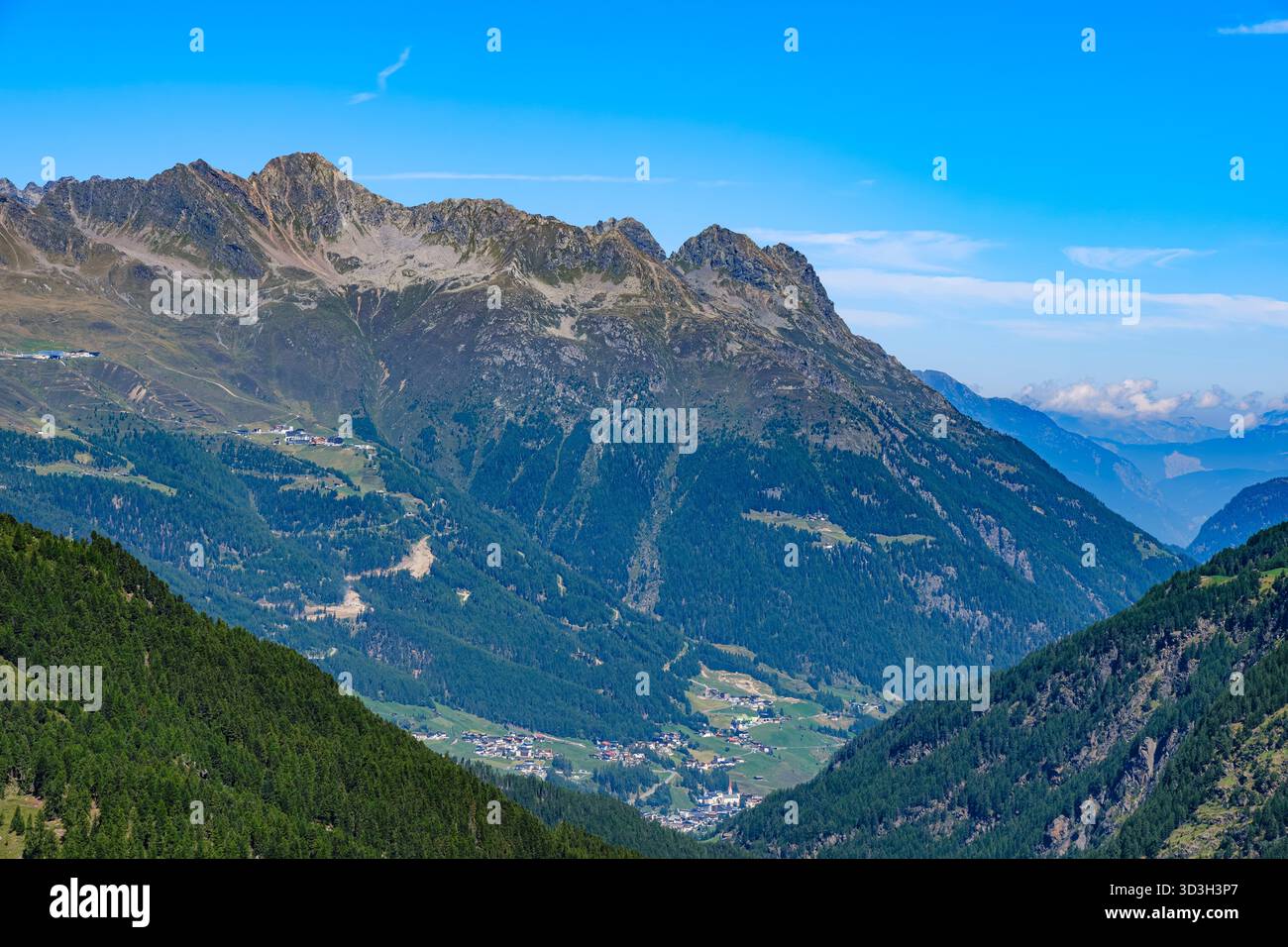 View of the alpine mountain scenery and down into the Oetz Valley from ...