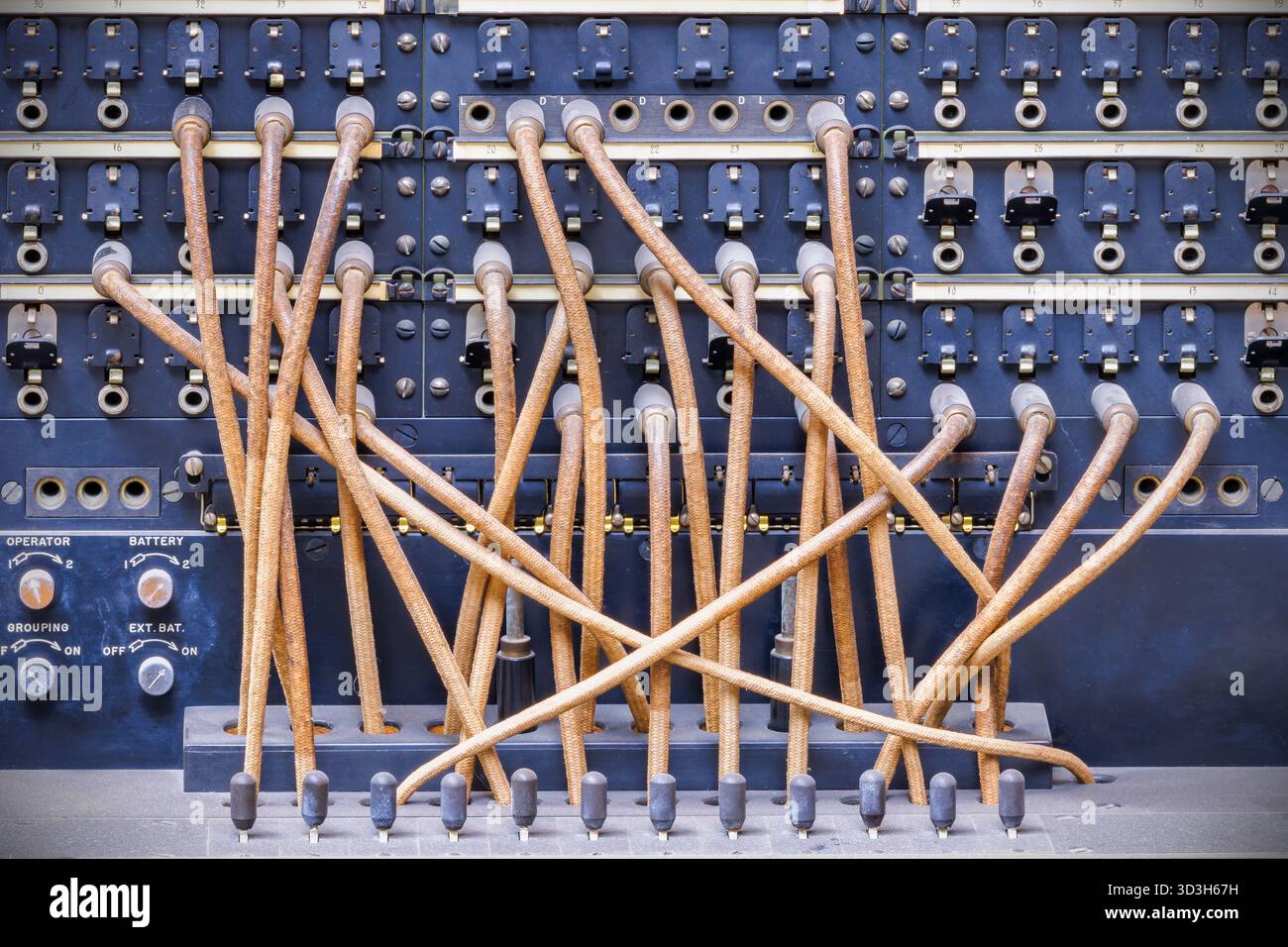 Old telephone switchboard wires hi-res stock photography and images - Alamy