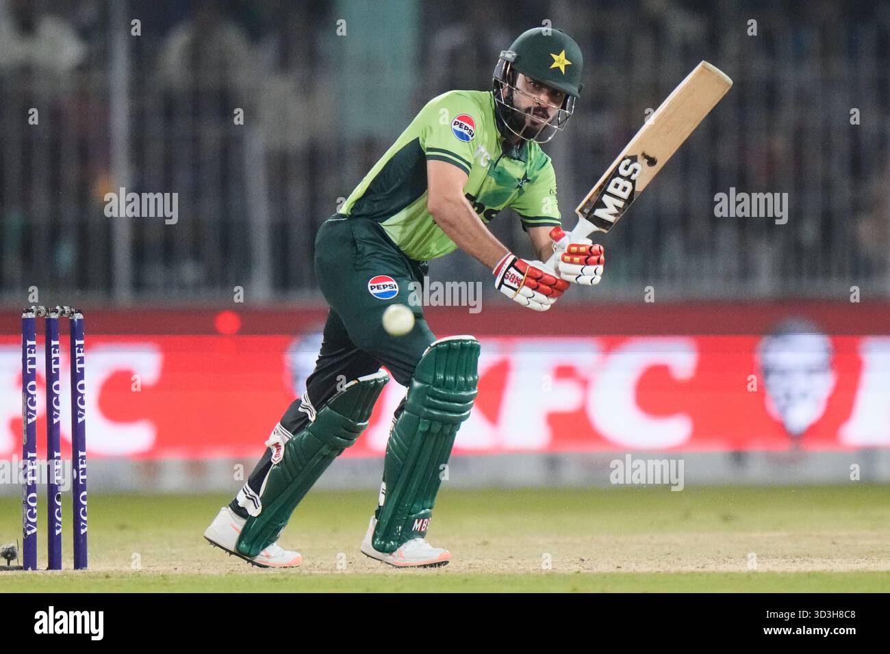 Pakistan's Mohammad Nawaz plays a shot during the second one day ...