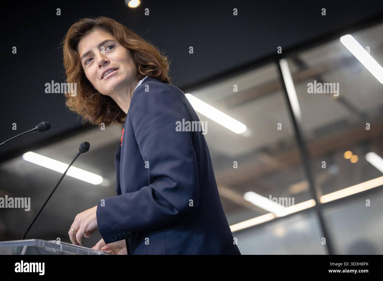 Close up portrait of Orange CEO, Christel Heydemann during a visit by ...