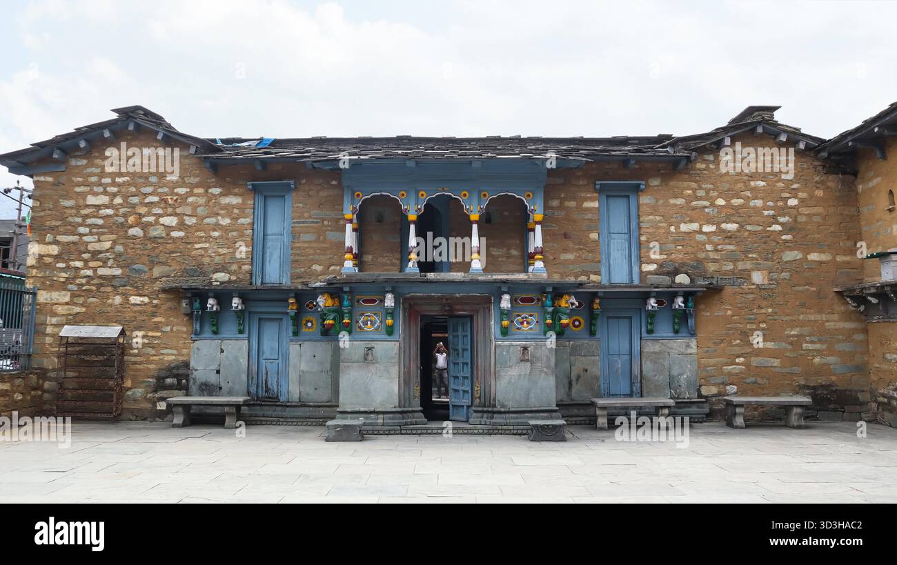 Rear-view of the Mandapa at the Gopeshwar Temple featuring intricate ...