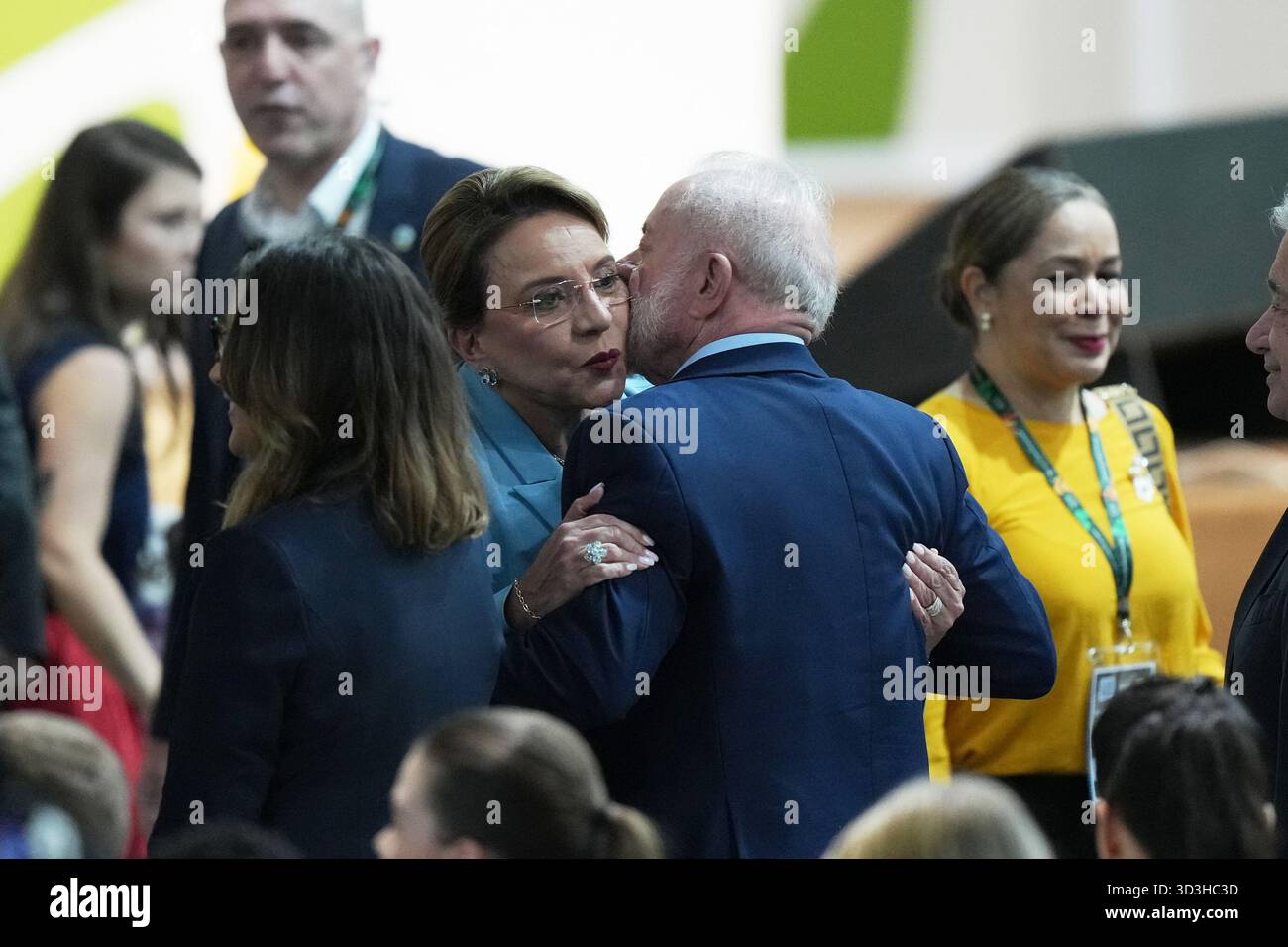 Brazil's President Luiz Inacio Lula da Silva, greets Honduras President ...