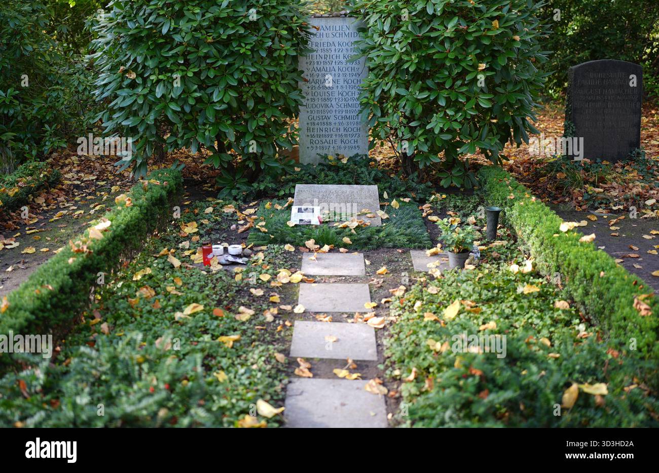PRODUCTION - 05 November 2025, Hamburg: View of the gravesite of former ...