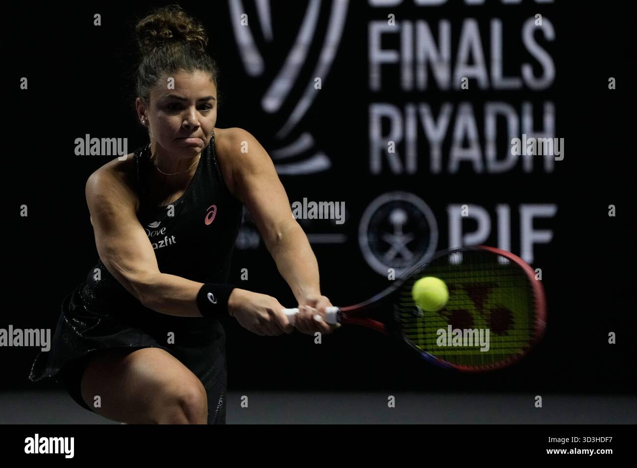 Jasmine Paolini of Italy plays a backhand return to Jessica Pegula of ...