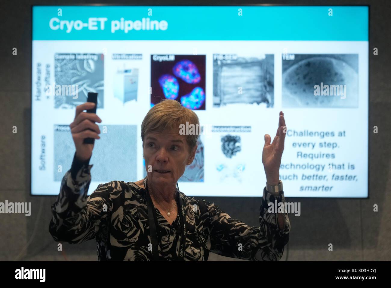 Biohub Founding Technical Director Bridget Carragher speaks during a ...