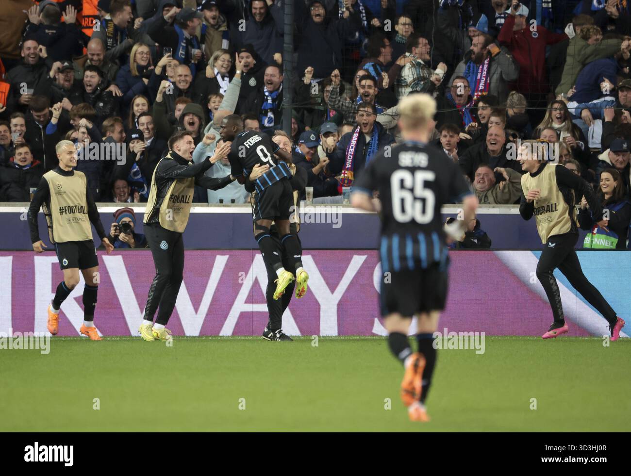 Carlos Forbs of Club Brugge #9 celebrates his goal during the UEFA ...