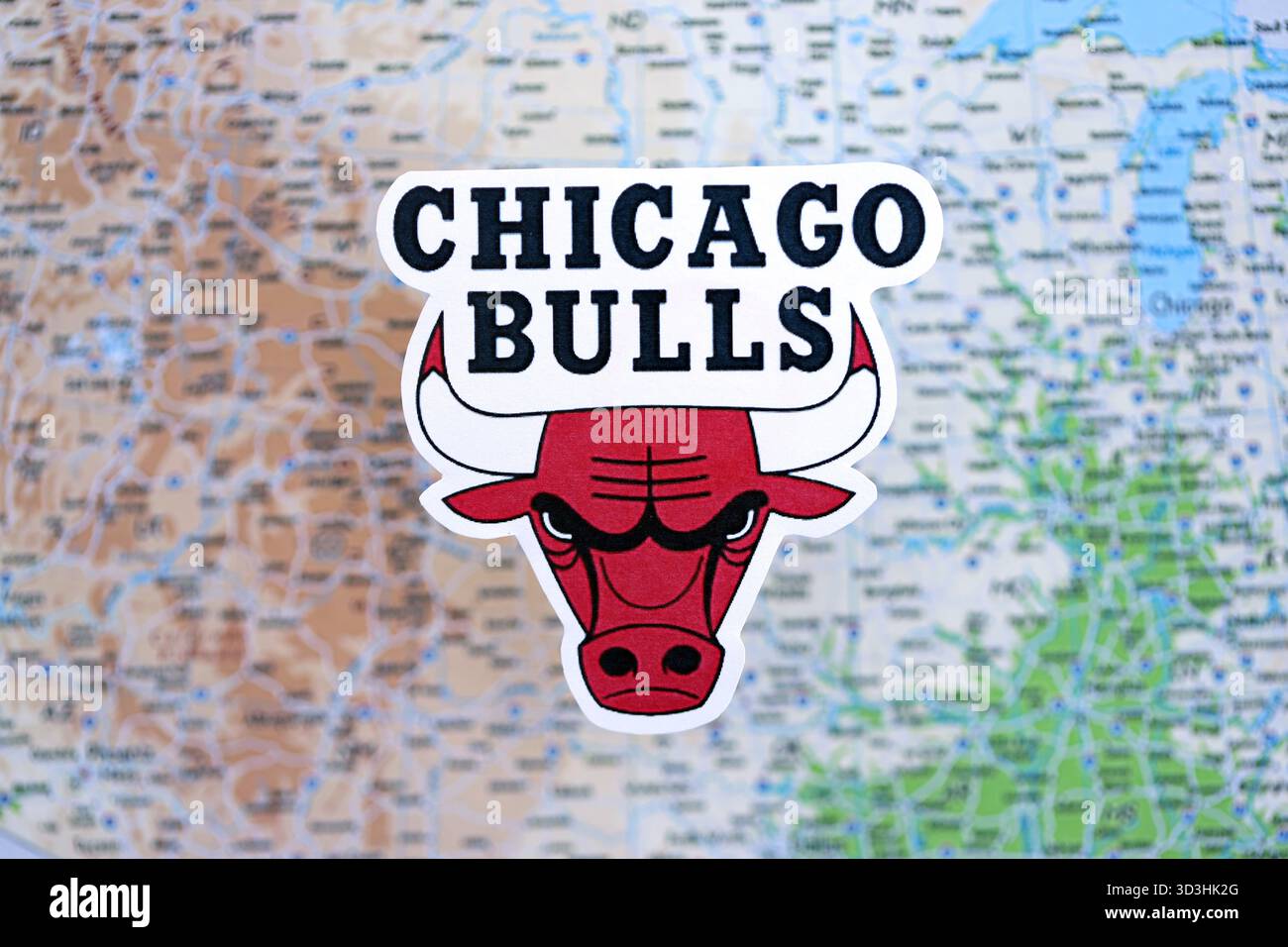 KYIV, UKRAINE - FEBRUARY 23, 2025 Chicago Bulls basketball team badge ...