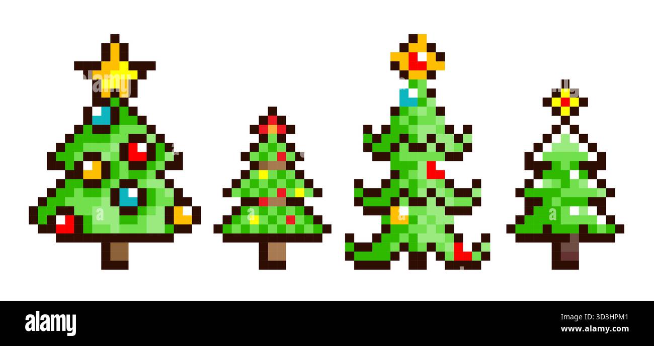 The set of pixel Christmas trees Stock Vector Image & Art - Alamy