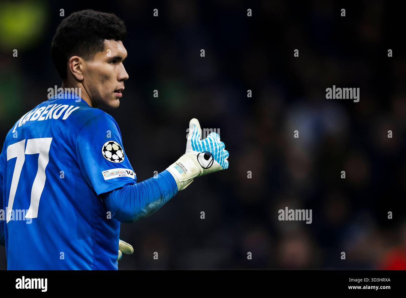 Temirlan Anarbekov of FC Kairat Almaty gestures during the UEFA ...