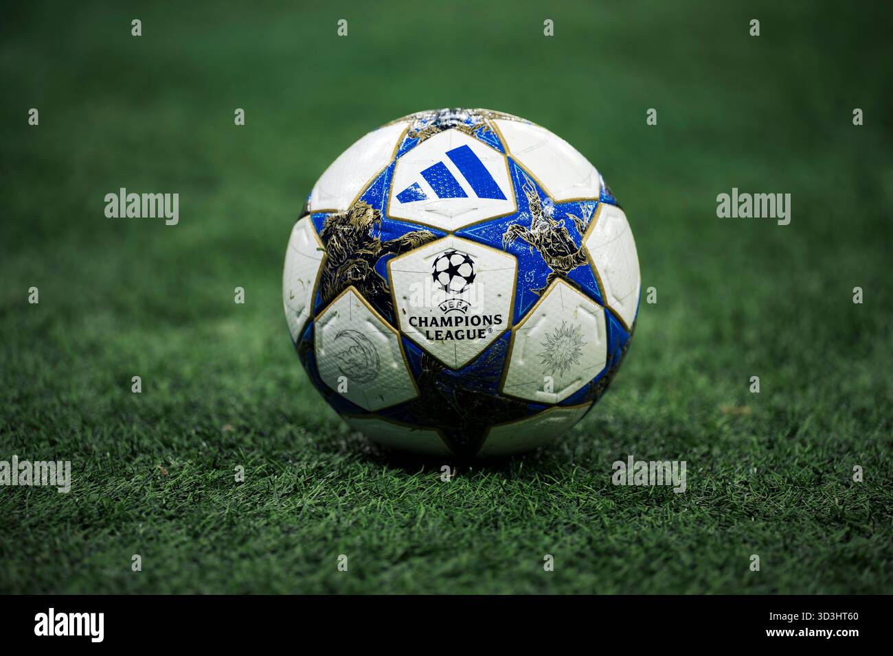 The official Adidas UEFA Champions League match ball is seen prior to ...
