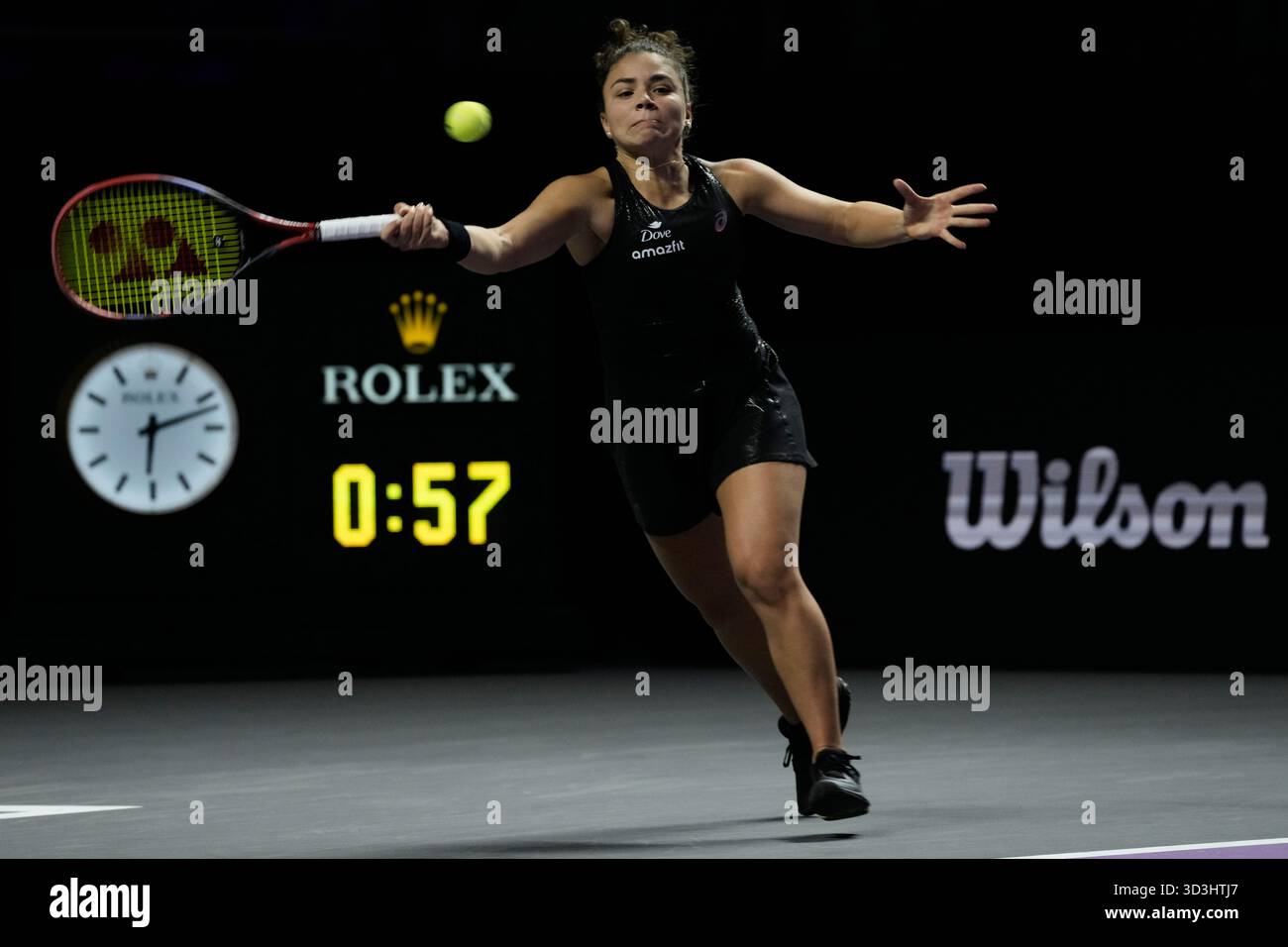 Jasmine Paolini of Italy plays a forehand return to Jessica Pegula of ...