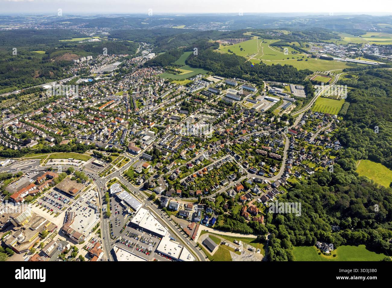 Aerial view of an overview Hamer Mitte and Sauerlandpark Hemer, former ...