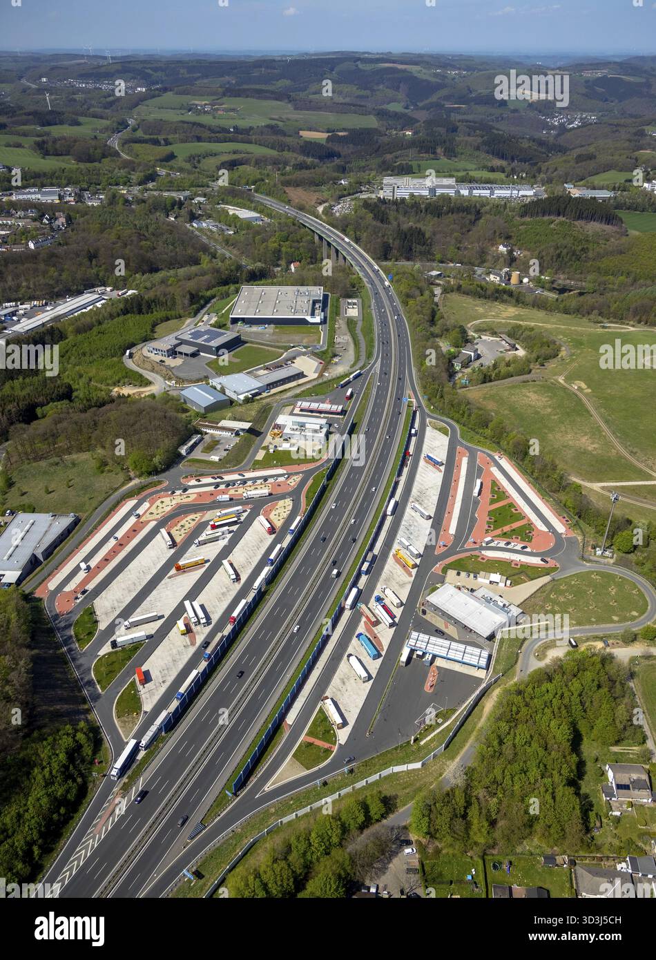 Aerial view of the renovation of the Sauerland West service area and ...
