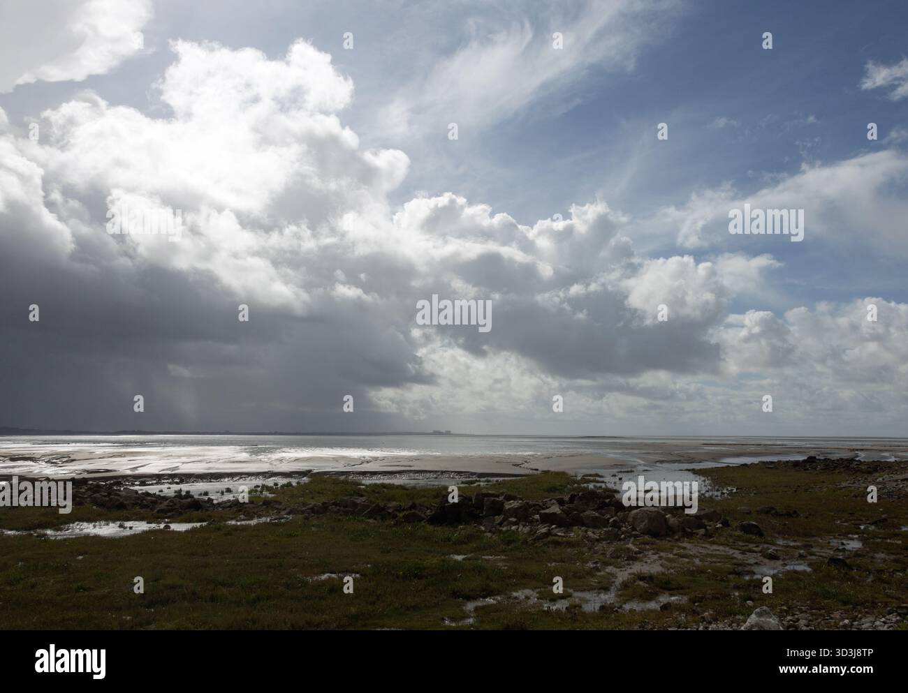 Storm clouds clearing Morecambe Bay at Jenny Brown's Point Silverdale ...