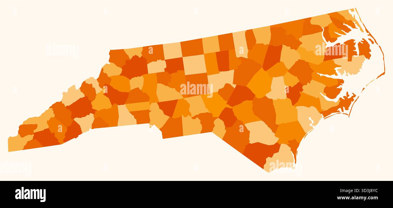 Map of North Carolina with counties. A simple state border map with ...