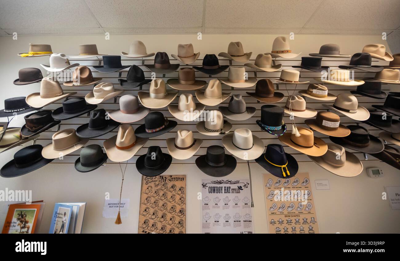 Elko, Nevada - Cowboy hats on display at the Cowboy Arts & Gear Museum ...