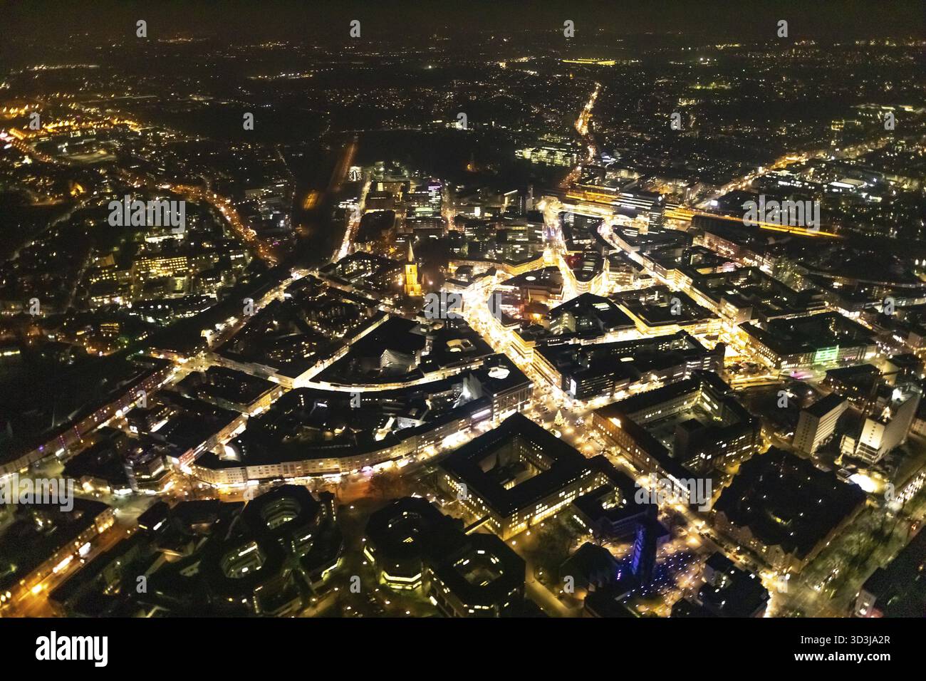 Aerial view of bochum city center with christmas market hi-res stock ...