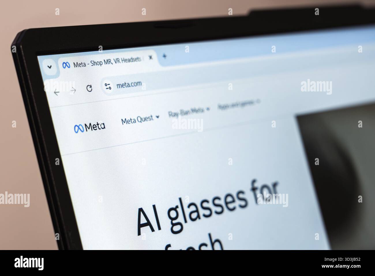 New York, USA - January 26, 2025: Meta website homepage open on browser ...