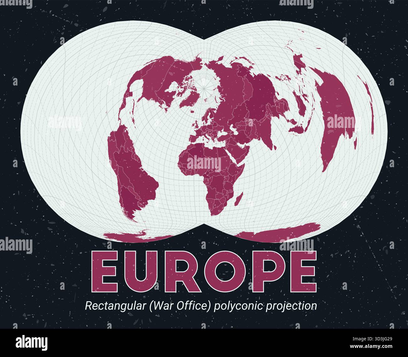 Europe. World map. Rectangular (War Office) polyconic projection ...