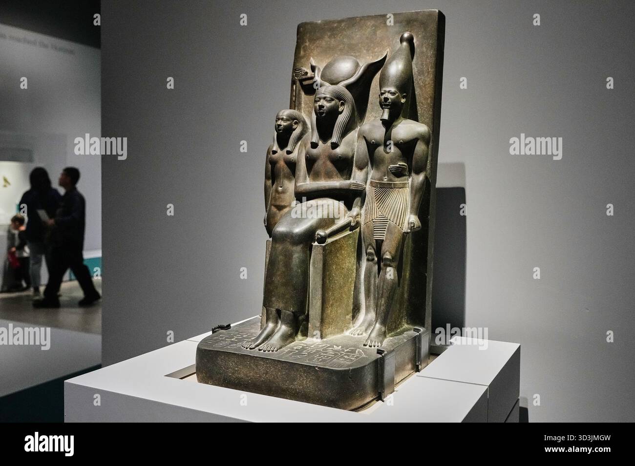 Hathor seated between King Menkaure and a personification of the Hare ...