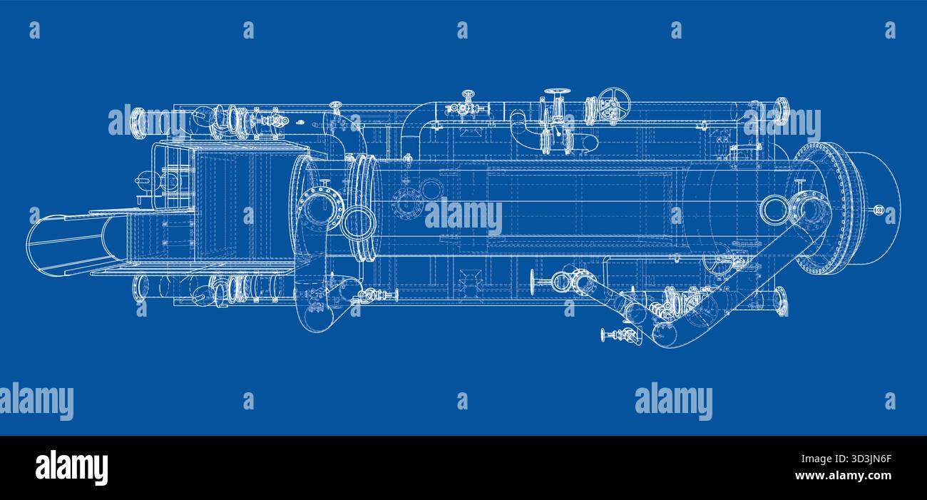 Detailed Blueprint of Industrial Machinery. Vector Stock Vector Image ...