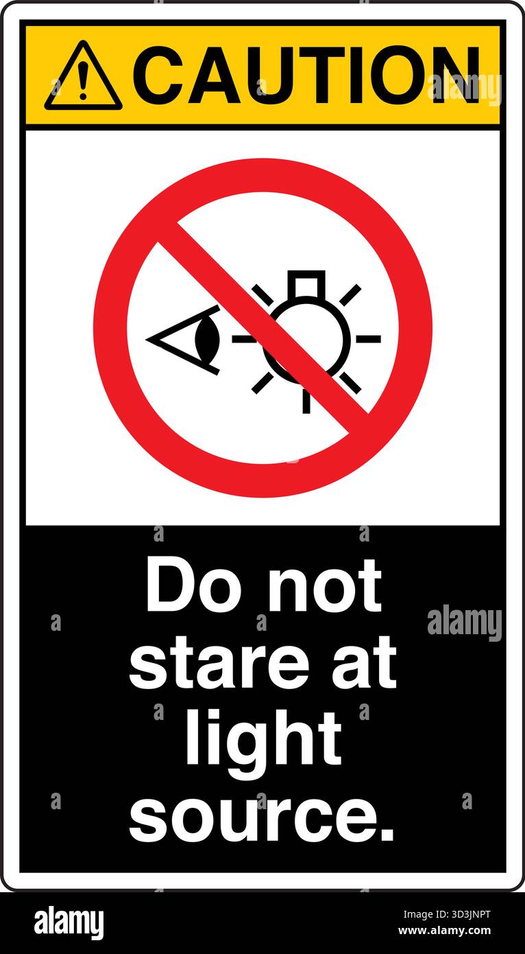 The "Safety Sign: Caution – Do Not Stare at Light" warns individuals of ...