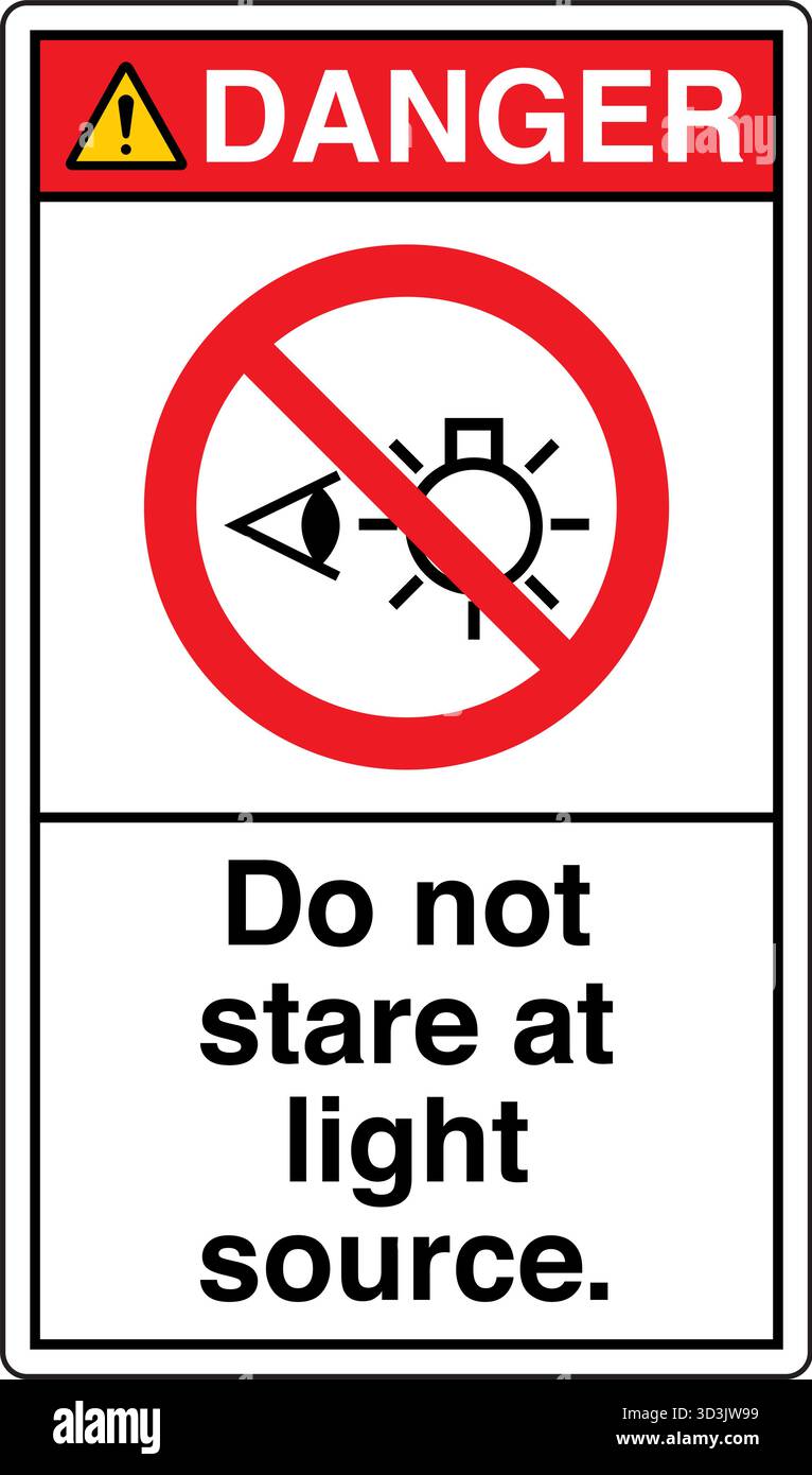 The "Safety Sign: Caution – Do Not Stare at Light" warns individuals of ...