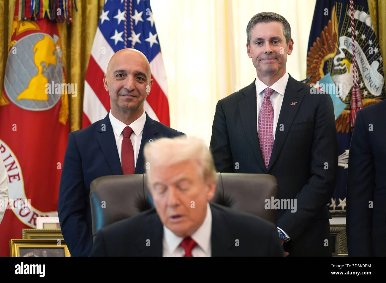 Eli Lilly CEO David Ricks, right, and Novo Nordisk President and CEO ...