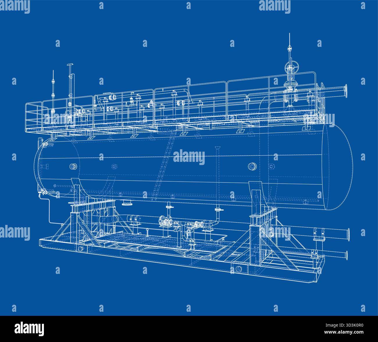 Industrial Tank Blueprint on Blue. Vector Stock Vector Image & Art - Alamy