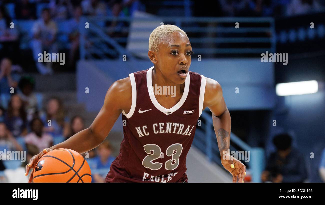 North Carolina Central's Najah Lane (23) handles the ball during an ...