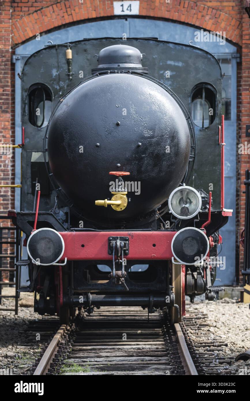An old disused retro steam train locomotive on the side track Stock ...
