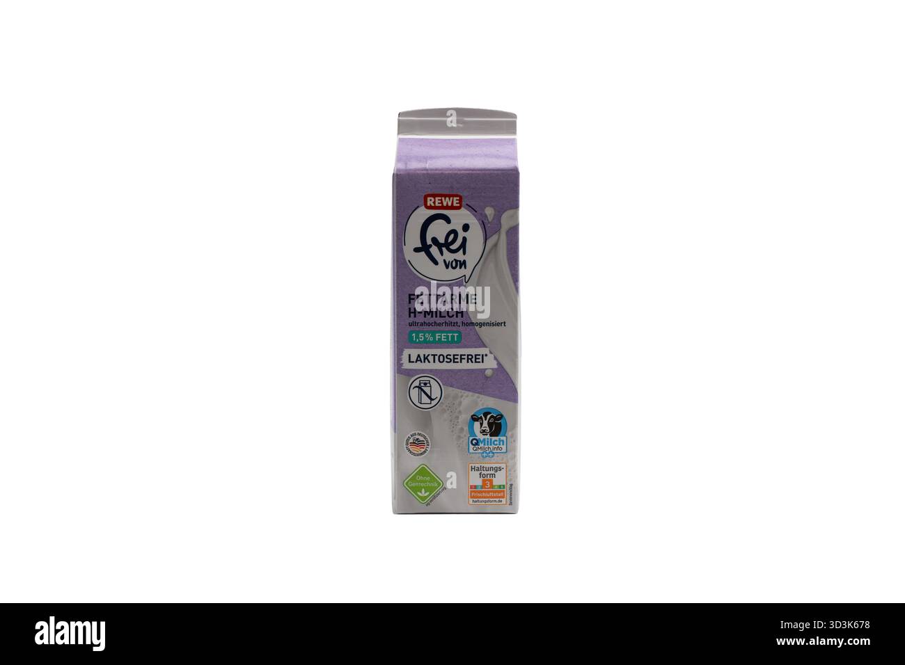 Germany Berlin November 6, 2025. REWE Lactose-Free Milk. REWE Frei von ...