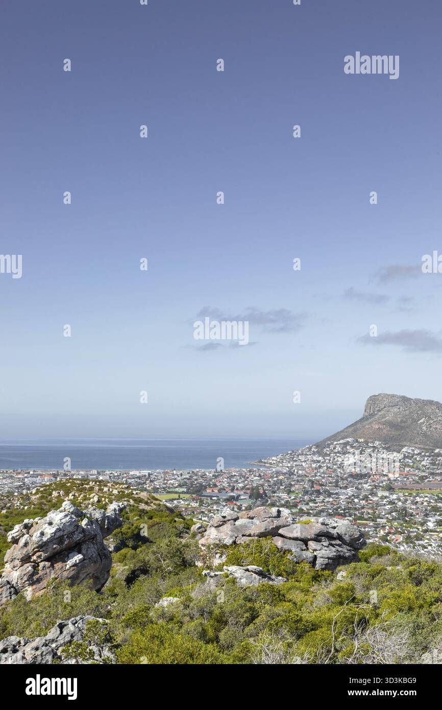 Fish Hoek residential neighborhood viewed from the top of Peer's Cave ...