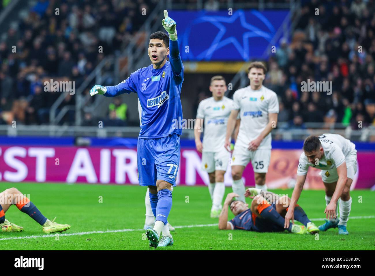 Temirlan Anarbekov of FC Kairat Almaty gestures during UEFA Champions ...