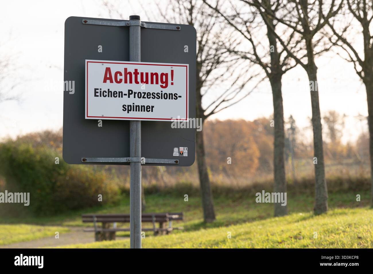 05 November 2025, Saxony, Görlitz: A warning sign at a rest area ...