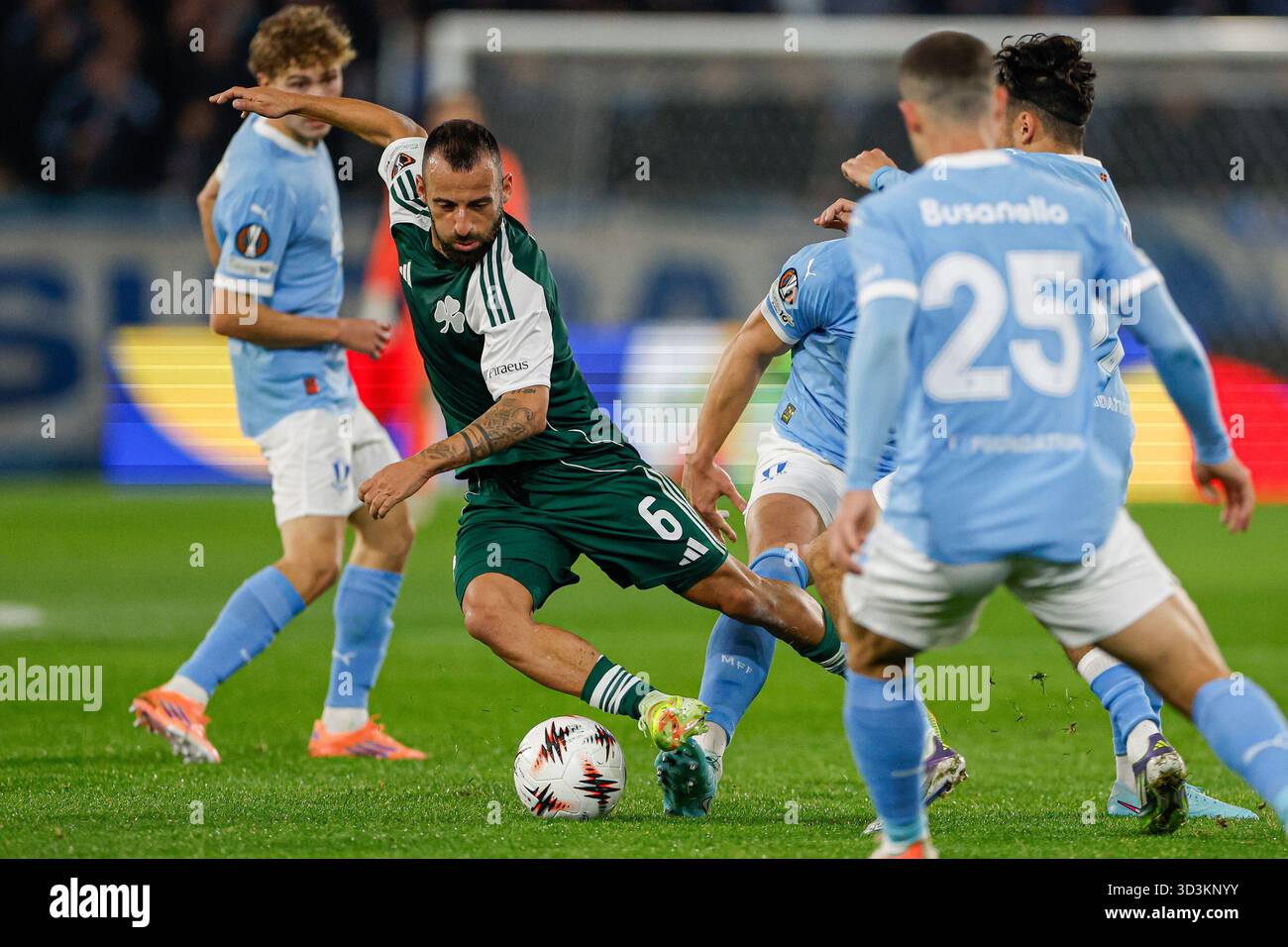 Panathinaikos' Manolis Siopis controls the ball during the Europa ...