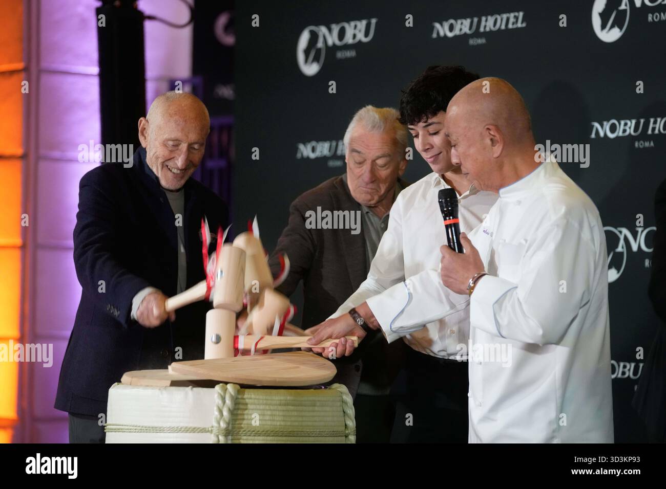 Film producer Meir Teper, left, Robert De Niro, center, and chef Nobu ...