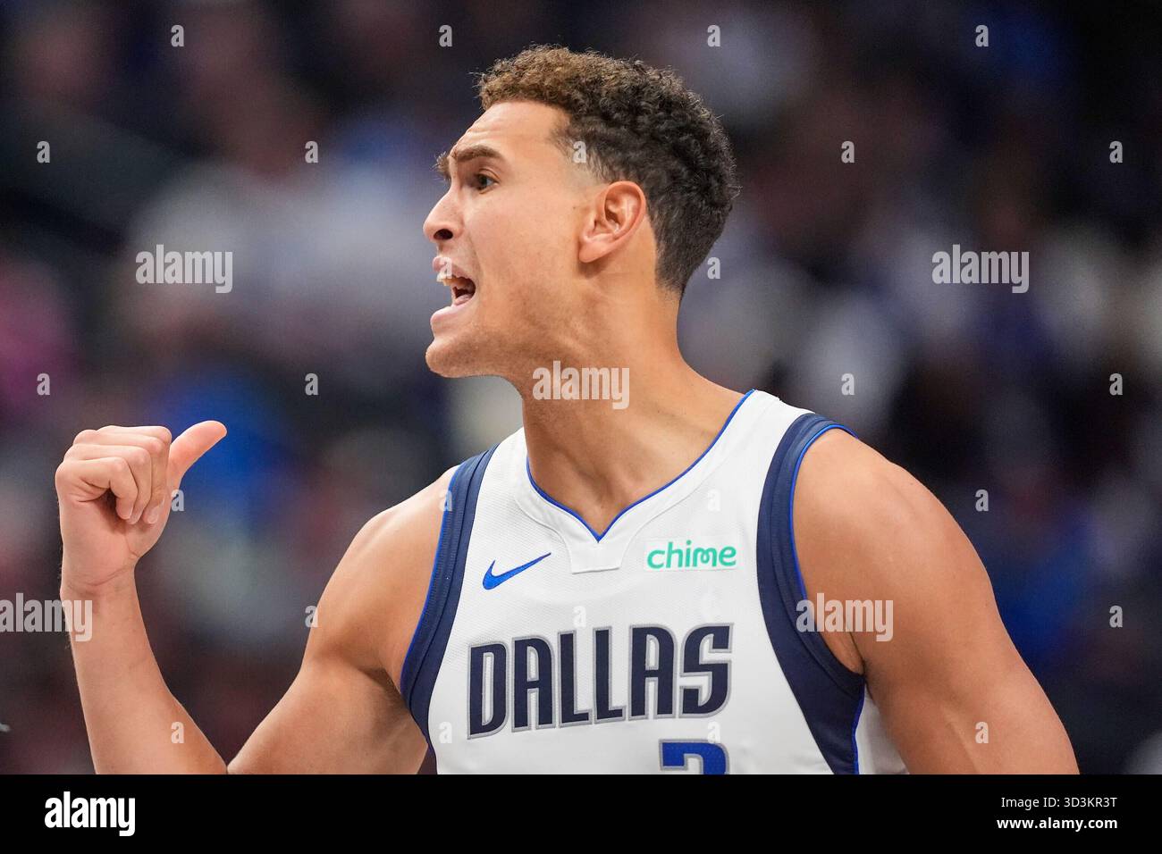 Dallas Mavericks' Dwight Powell reacts to play during an NBA basketball ...