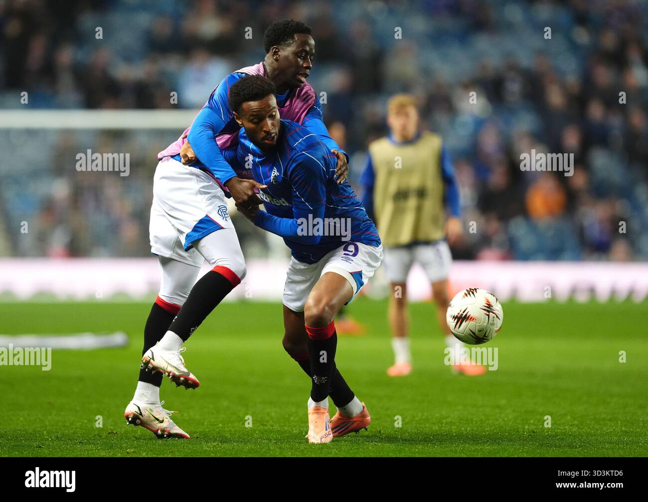 Rangers' Youssef Chermiti warming up ahead of the UEFA Europa League ...